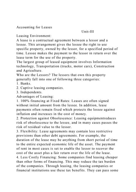 Capital Lease Accounting Under Current Accounting Standards | PDF
