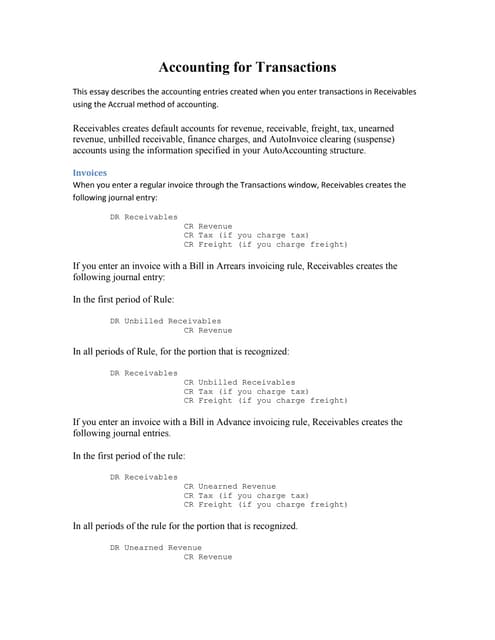Accounting Entires For Oracle Apps R12 | PDF
