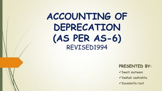 As – 6 Depreciation Accounting | PPTX | Stocks and Bonds | Personal ...