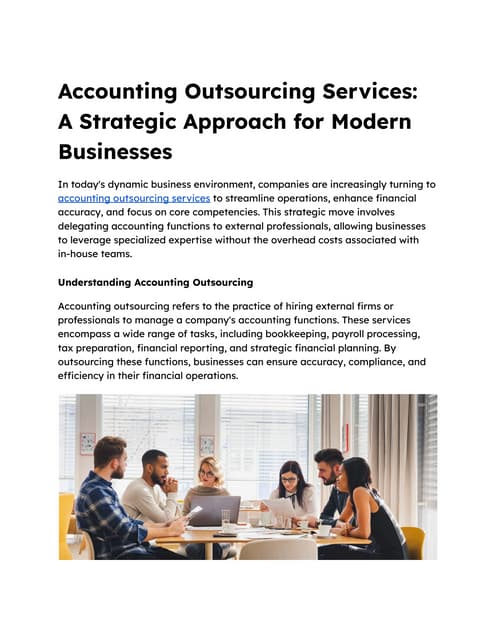 Top 10 benefits of Outsourcing Accounting and Payroll Services | PPTX | Business Accounting ...