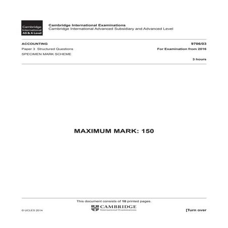Accounting paper 3 structured question paper specimen marking scheme ...