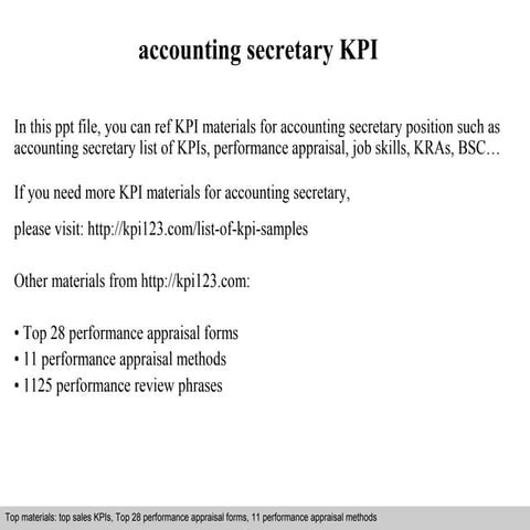 Accounting secretary kpi | PPT