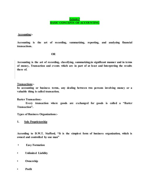 Basic accounting notes | PDF