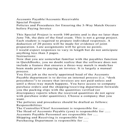 Accounts PayableAccounts ReceivableSpecial ProjectPolicies an.docx