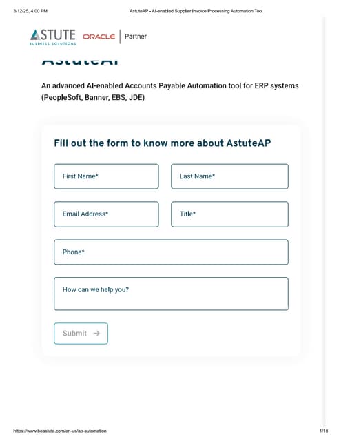 Astuteap Ai Powered Supplier Invoice Automation For Seamless Accounts