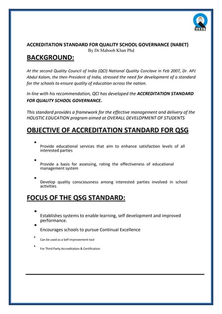 QUALITY ASSURANCE IN EDUCATION THROUGH VOLUNTARY ACCREDITATION | PPT