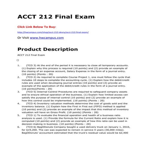 Acct 212 final exam 100% correct answer | PDF