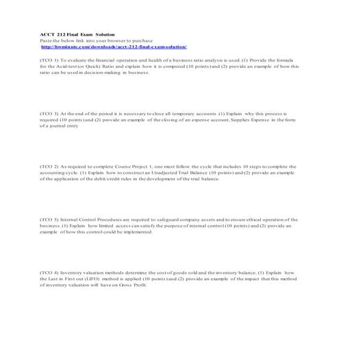 Acct 212 final exam solution | PDF