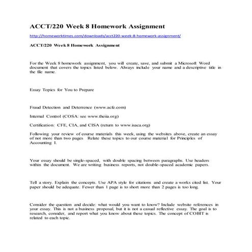 ACCT 220 WEEK 8 HOMEWORK | PDF