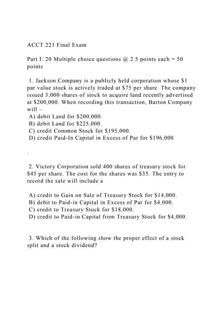 Acct 301 final examination answers umuc | PDF