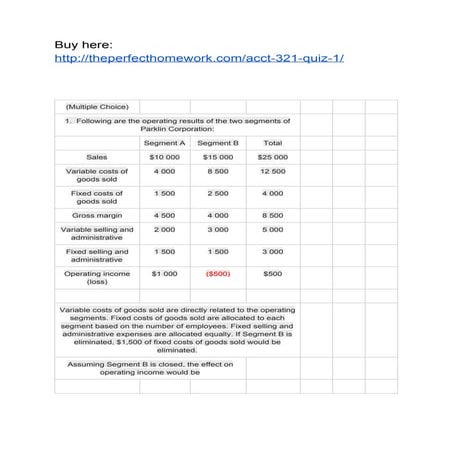 ACCT 321 QUIZ 1 | PDF