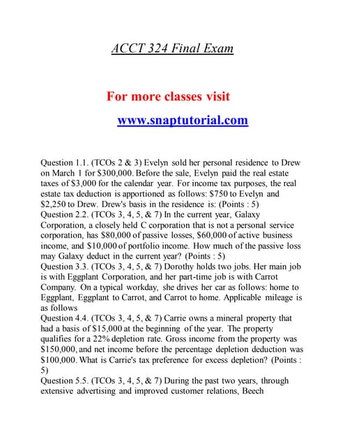 Acc 307 midterm exam 100% correct answers | PDF | Business Accounting & Finance | Business