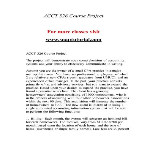 ACCT 326 Education Redefined / snaptutorial.com