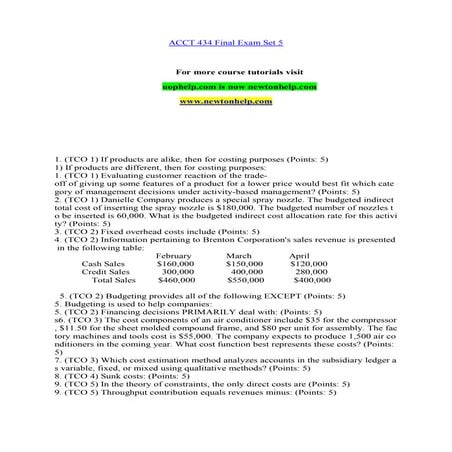 Acc 434 final exams | DOCX