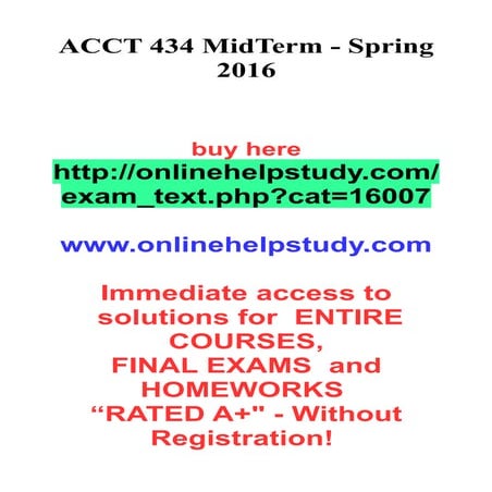 Acct 434 mid term spring 2016 | ODT