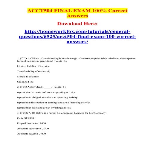 Acc 400 entire course with final exam guide | DOCX