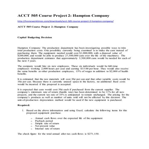 Acct 505 course project 2 | PDF