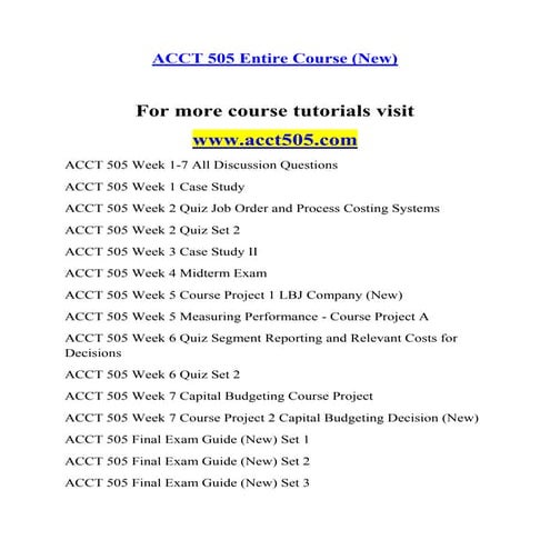 ACCT 505 Redefined Education--acct505.com