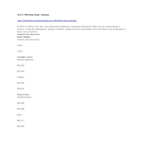 Acct 505 final exam solution | DOCX