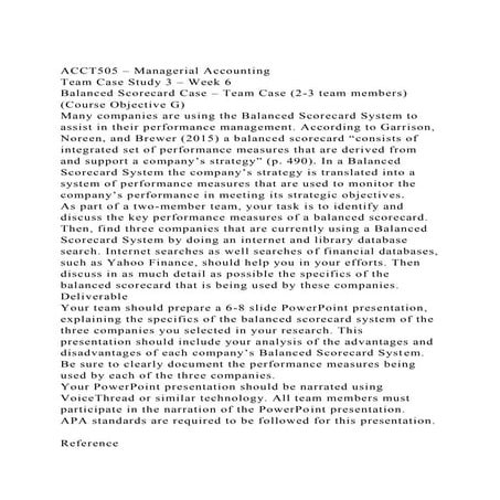 ACCT505 – Managerial AccountingTeam Case Study 3 – Week 6Balan.docx