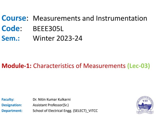 Static and Dynamic characteristics of Measuring Instrument | PPT