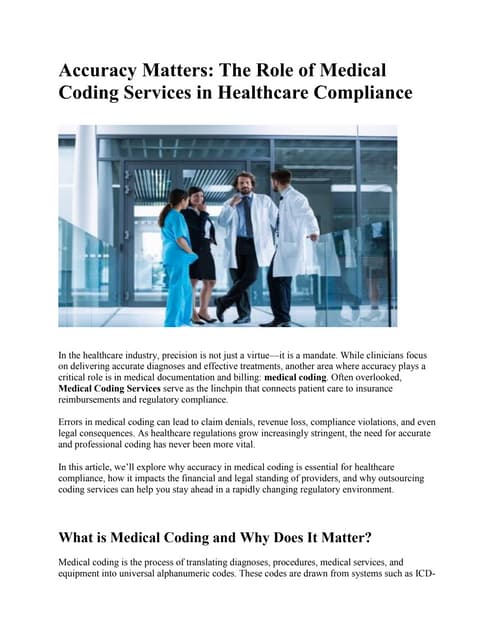 Understanding the Vital Role of Medical Billing and Coding | DOCX