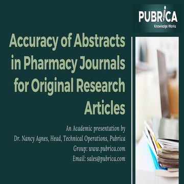 Accuracy of Abstracts in Pharmacy Journals for Original Research ...