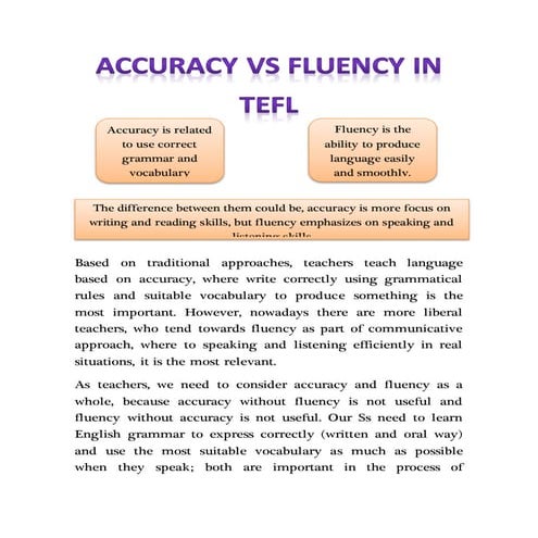 Accuracy vs fluency | PPTX