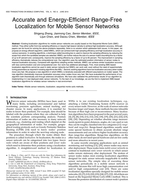 Accurate And Energy Efficient Range Free Localization For Mobile Sensor Networks Pdf