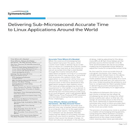 Accurate Time For Linux Applications Pdf Operating Systems Computer Software And Applications