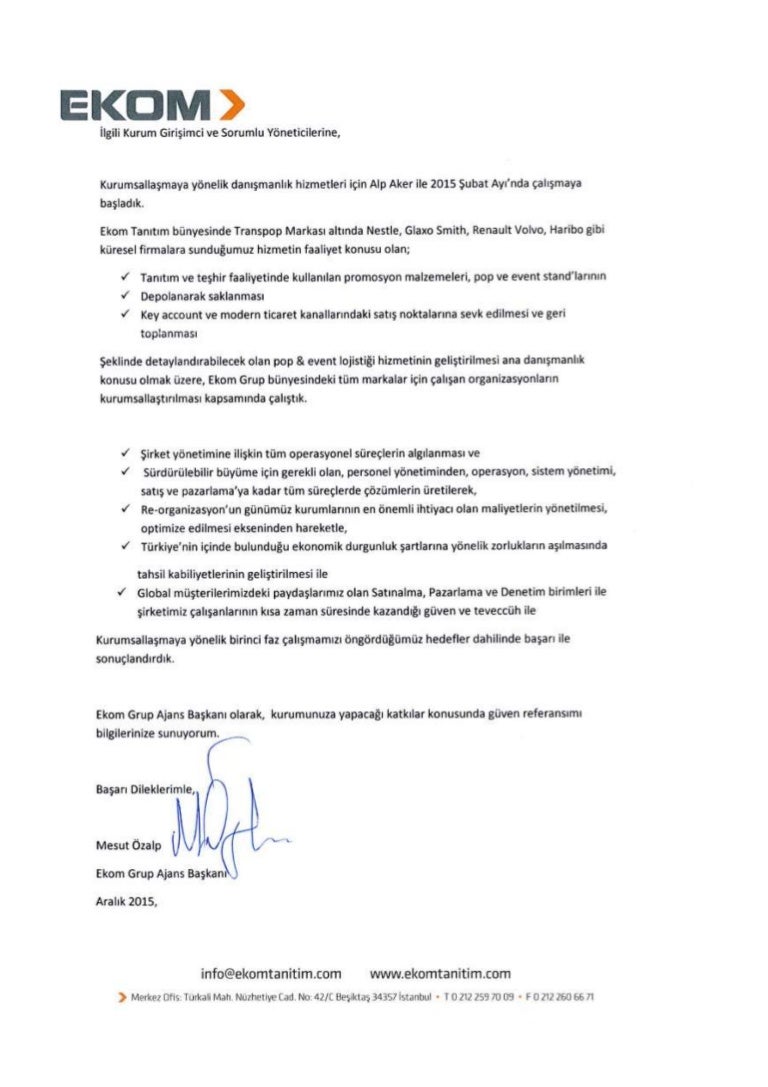 Letter of Confidence