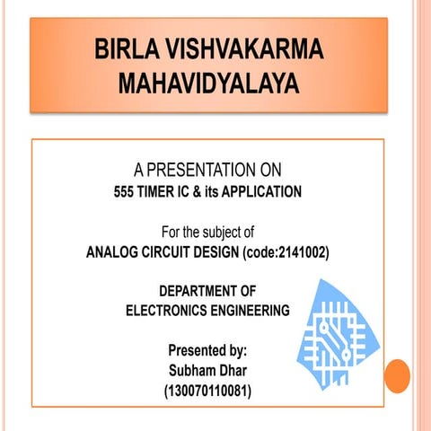 555 TIMER IC & its APPLICATION | PPTX