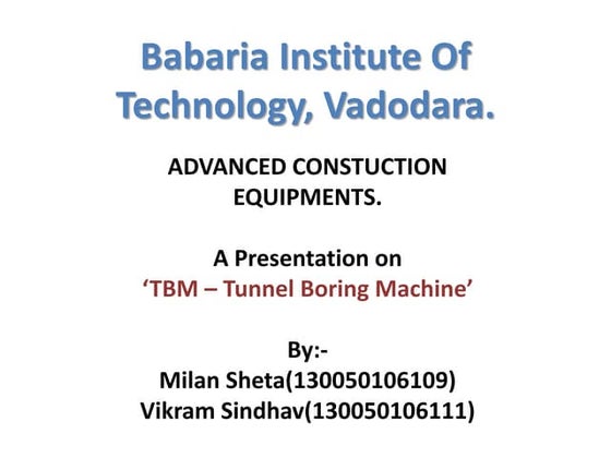 Tunnel Boring Machines (TBM) | PDF