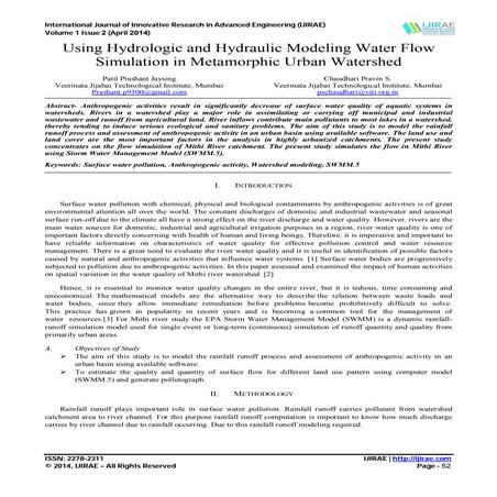 Using Hydrologic and Hydraulic Modeling Water Flow Simulation in ...
