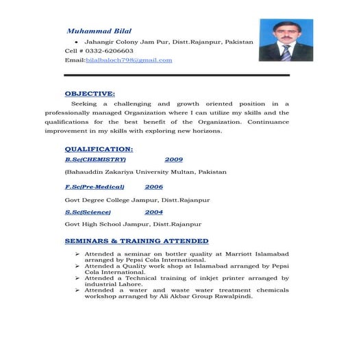 RESUME BILAL | PDF