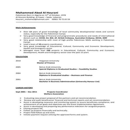 Mohammed Hourani CV 2016 | PDF
