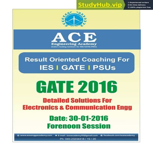 Ace Academy GATE 2016 ECE Set 1 Answers | PDF | Astrology | Religion ...