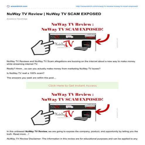 NuWay TV Review | NuWay TV SCAM EXPOSED | PDF