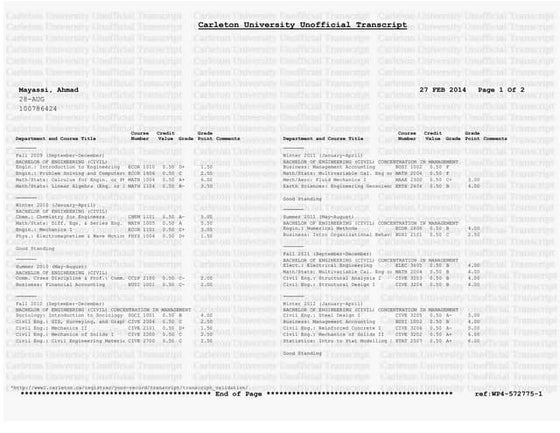 PSU Transcript | PDF