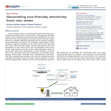 Generating eco-friendly electricity from rain water | PDF
