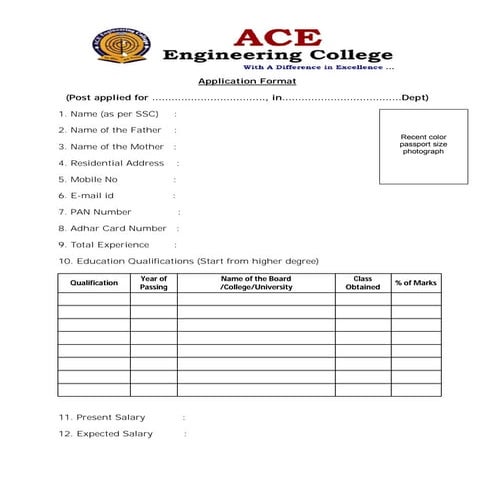 Ace form | PDF | Careers