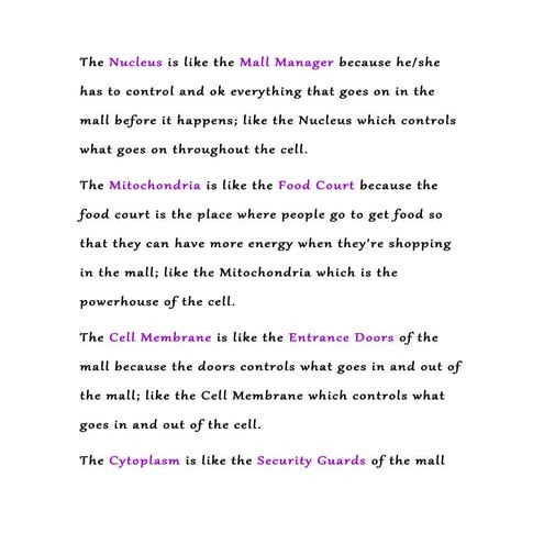 A cell is like a shopping mall (animal cell) | RTF