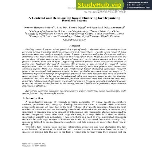 A Centroid And Relationship Based Clustering For Organizing Research Papers | PDF | Search ...