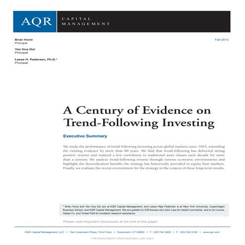 A Century of Evidence on Trend-Following Investing | PDF | Stocks and ...