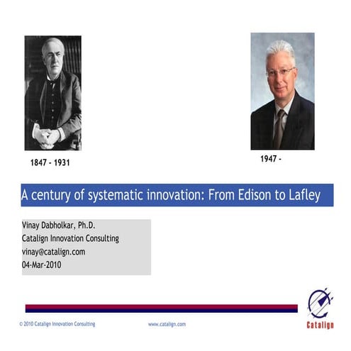 A Century Of Systematic Innovation From Edison To Lafley | PDF