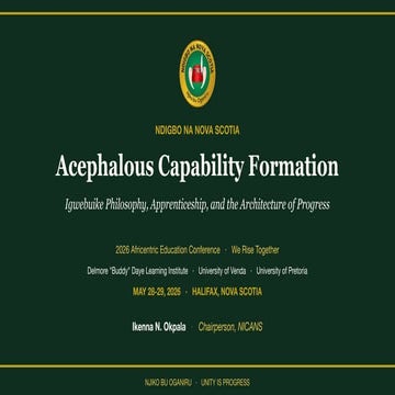 Acephalous Capability Formation: Igwebuike Philosophy, Apprenticeship ...