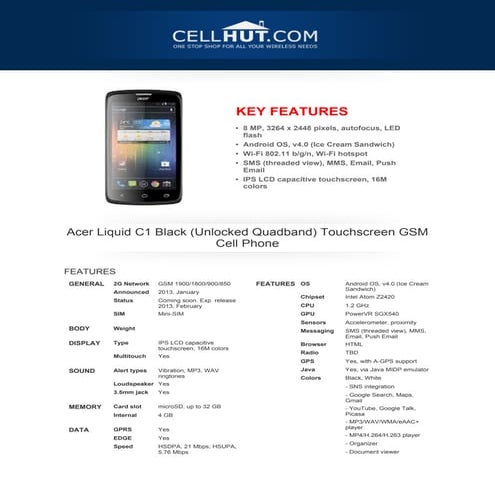 Huawei u8510-ideos-x3-red-unlocked-quadband-gsm-cell-phone brochure-33697 | PDF