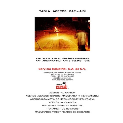 Aceros sisa-tabla-de-aceros-sae-aisi-servicio-industrial-s.a.-de-c.v. | PDF