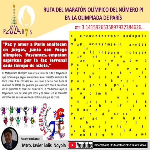 LA ECUACIÓN DEL NÚMERO PI EN LOS JUEGOS OLÍMPICOS DE PARÍS. Por JAVIER ...