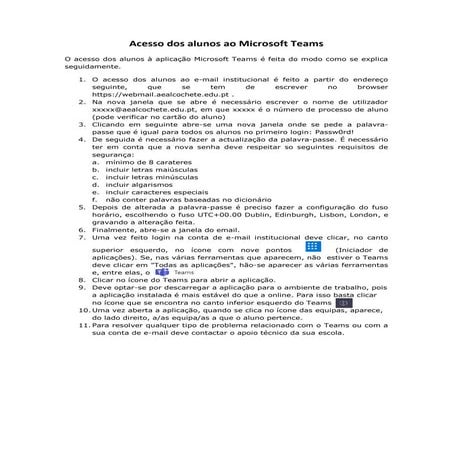 Acesso alunos teams | PDF